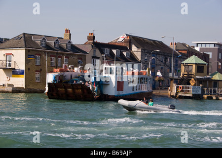 the floating bridge chain ferry taking transporting passenger and light ...