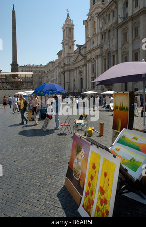 Artists' work Piazza Navona Rome Italy Stock Photo - Alamy