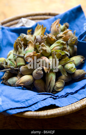 Cobnuts in basket Stock Photo - Alamy