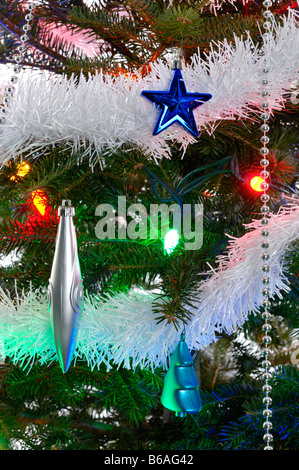 Decorated Christmas tree details close up Stock Photo - Alamy