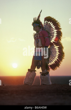 Comanche Native American Indian posing with his horse at the Stockyards ...