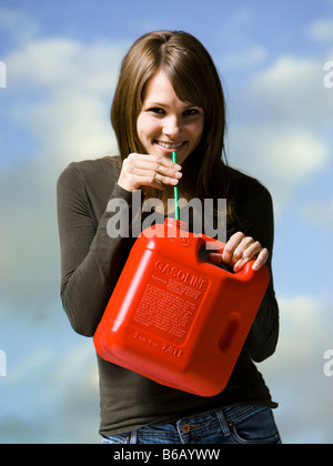 woman drinking gasoline Stock Photo - Alamy