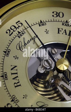 barometer needle pointing to change forecast Stock Photo - Alamy