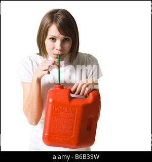 woman drinking gasoline Stock Photo - Alamy