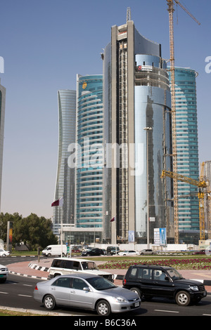 traffic and construction of highrise buildings in Doha, Qatar Stock ...
