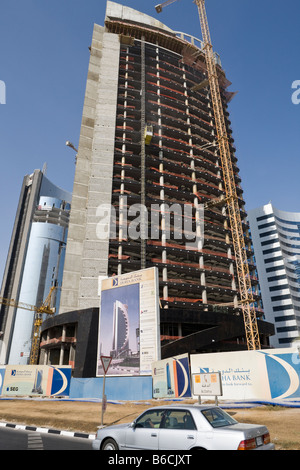 Qatar, Doha, Qatar Development Bank and buildings along Grand Hamad ...