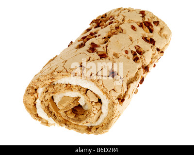 Toffee pecan roulade. Meringue, cream, toffee and pecan nuts dessert ...