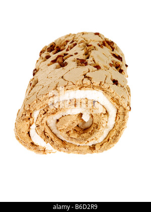 Toffee pecan roulade. Meringue, cream, toffee and pecan nuts dessert ...