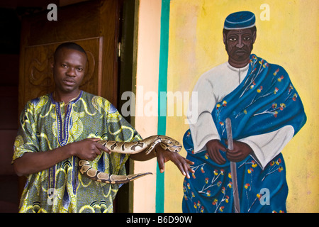 Vodun priest in Snake Temple in Ouidah, Benin, West Africa Stock Photo ...