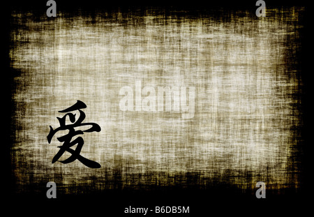 Chinese Letters for Love on Gray Parchment Stock Photo - Alamy