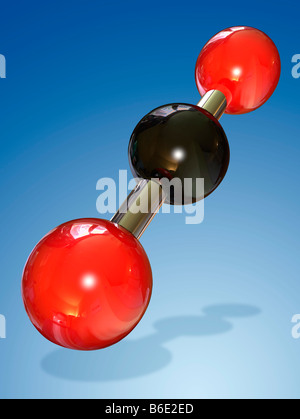 Carbon dioxide, CO2, molecule model and chemical formula. Carbonic acid ...