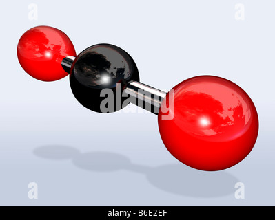 Carbon dioxide, CO2, molecule model and chemical formula. Carbonic acid ...