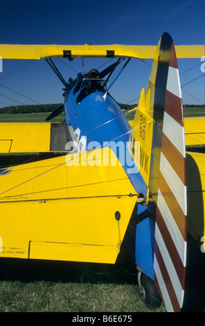 Cockpit view Vintage Boeing Stearman Kaydet 2 seat military bi plane ...
