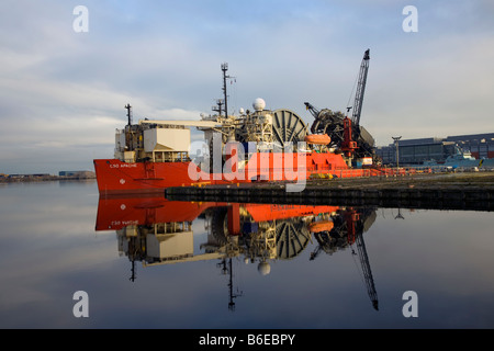 Pipe laying construction ship Apache II with helicopter platform ...