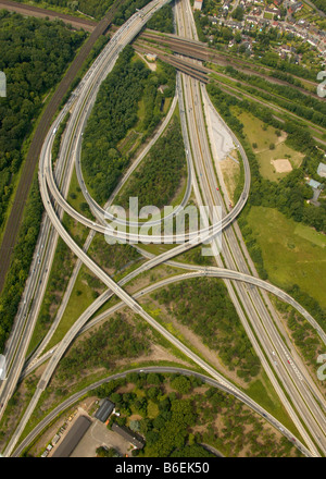 Luftbild, Autobahnkreuz Kaiserberg, Autobahn A3 und Autobahn A40 ...