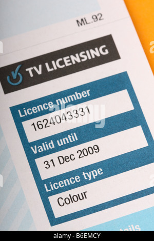 British UK TV Licence licencing document Stock Photo - Alamy