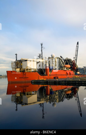 Pipe laying construction ship Apache II with helicopter platform ...