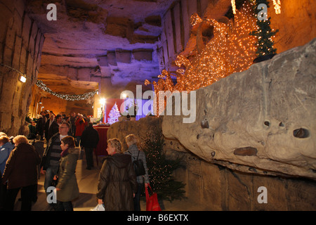 Christmas market in Town Cave, Valkenburg, Netherlands, Europe Stock ...