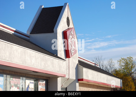 Jack in the Box fast food restaurant sign and satellite dish in ...
