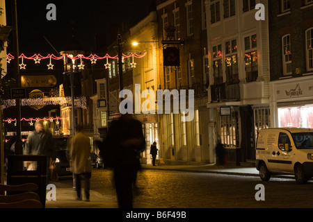 Guildford High Street illuminations at Christmas, Surrey England UK ...