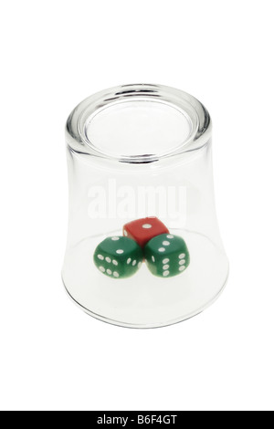 Translucent dice isolated on a white background. Shallow depth of field ...