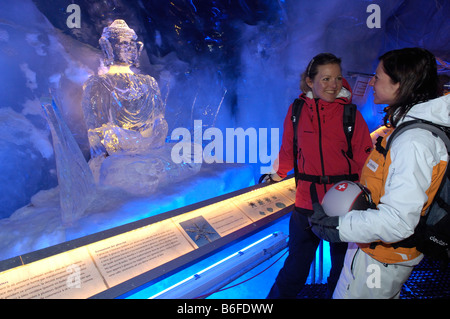 Switzerland Valais Zermatt Ice sculpture on display in the Klein ...