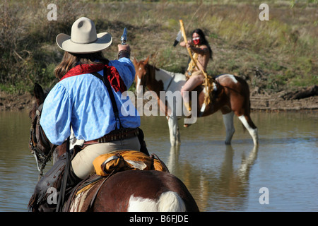 Cowboy versus Horse Stock Photo - Alamy