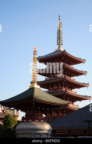 Senso-ji Temple,Five Storied Pagoda and Hozo-mon Gate,Asakusa district,Tokyo, Japan, Asia Stock ...