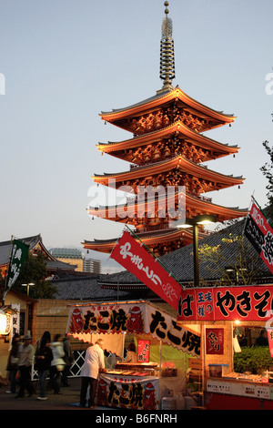Senso-Ji temple and the Five-Storied Pagoda, Asakusa, Tokyo, Kanto ...