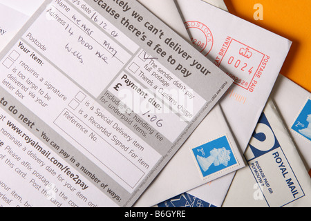 Royal Mail postage letter unpaid excess fee to pay due delivery card ...