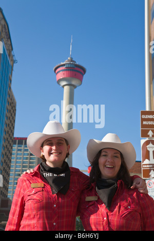 Two girls wearing Stetsons Calgary Stampede Alberta Canada Stock Photo ...
