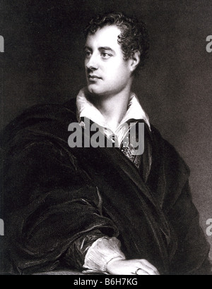 LORD BYRON English poet 1788-1824. An engraving based on Thomas ...