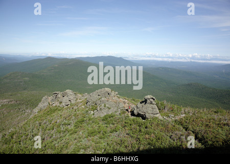 Hiker on Caps Ridge Trail during the summer months Located in the White ...