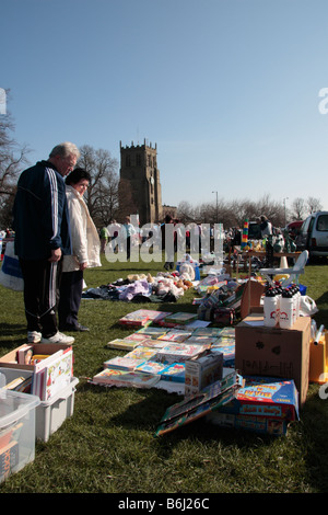 BEDALE NORTH YORKSHIRE UK Looking along the very wide main street lined ...
