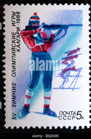 XV Winter Olympic games (Calgary 1988), postage stamp, USSR, 1988 Stock ...