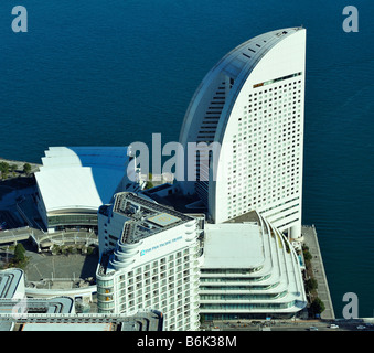 AN aerial view of the front of the five-star Hyatt Terraces Hotel ...