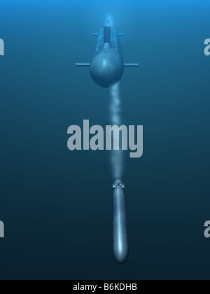 3D Submarine launching torpedo Stock Photo - Alamy