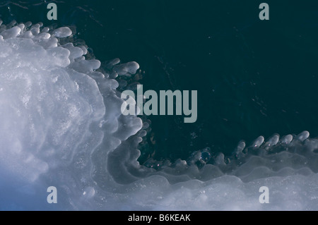 Detail of sea ice formation at the edge of an open lead in the pack ice ...