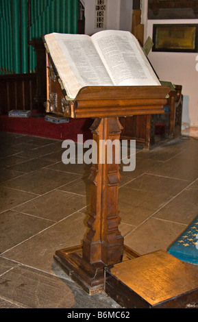 Bible and lectern in an Anglican church with Easter bookmark Stock ...