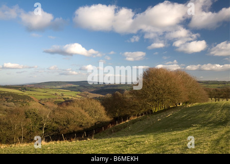 Mansley Combe and the valley of the River Avill from Dunkery Gate on ...