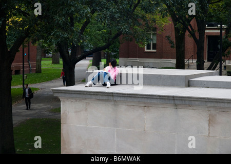 Student studying outside the library Harvard Yard Harvard University ...