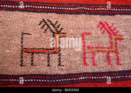 Texture of bedouin traditional wool carpet with geometric pattern ...