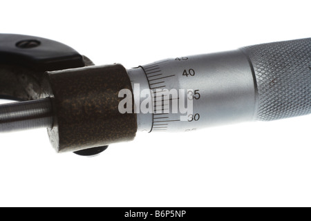 Micrometer close up focus on measured bolt shallow depth of field Stock ...