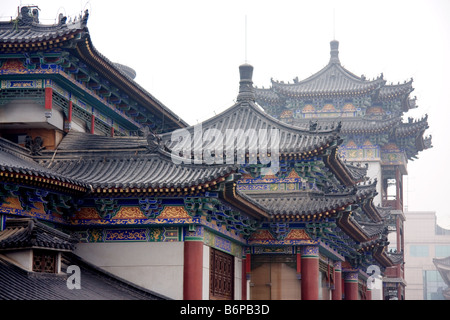 Decorated tiles roofs in the ancient city of Pingyao, Shanxi province ...