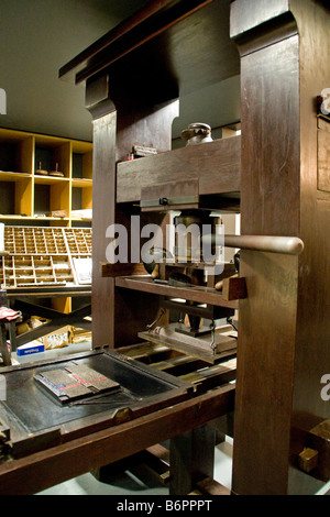Gutenberg printing press, Gutenberg museum, Mainz, Germany Stock Photo ...