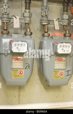 Gas meters, apartment building Stock Photo - Alamy