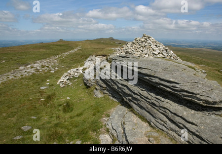 Yes Tor, the second highest peak on northwest Dartmoor, Devon, looking ...