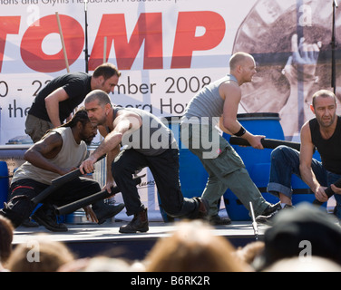 Stomp cast members performing at Cairo American College, Cairo, Egypt ...