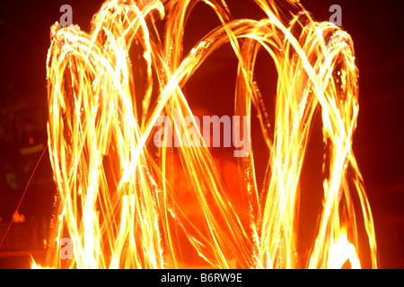 Fire poi at a beach party in Goa, India Stock Photo - Alamy