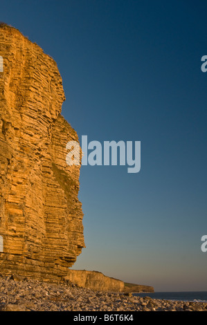 Llantwit Major Beach and Limestone cliffs in early evening light Stock ...